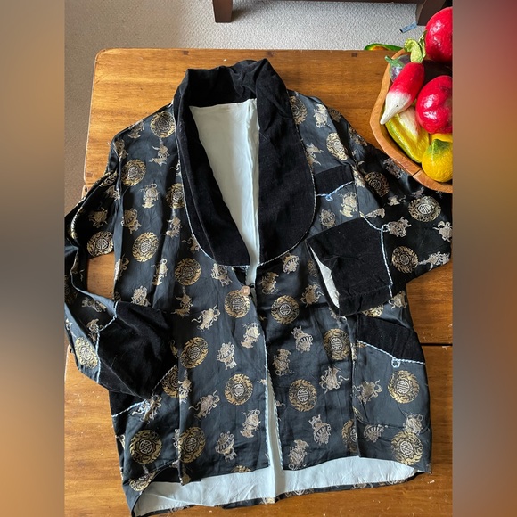 Vintage | Jackets & Coats | Vintage 5s 60s Dynasty Oriental Smoking Jacket Silk Velvet Robe ...